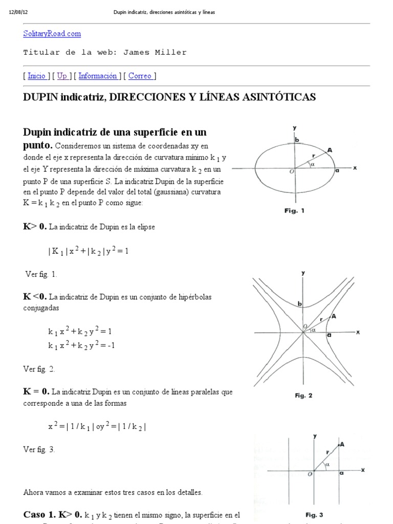 Dupin Indicatriz, Direcciones Asintóticas y Líneas | PDF | Asíntota | Curva