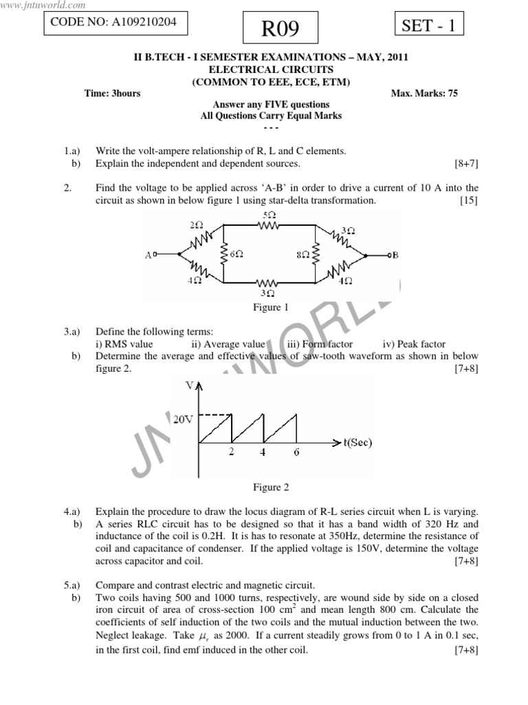 Electrical Circuits Exam Questions Set 1-4 | PDF | Inductance | Inductor
