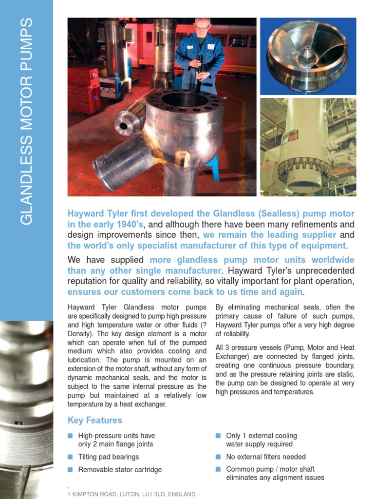 Glandless Motor Pumps | PDF | Pump | Boiler