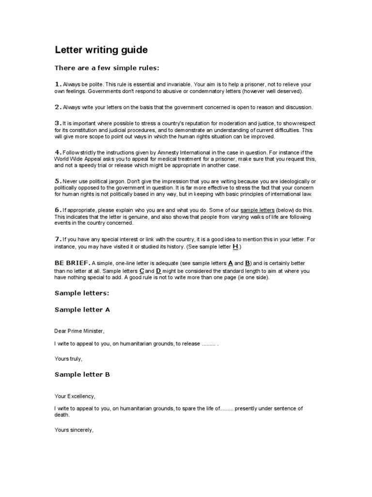 Letter Writing Guide | PDF | Human Rights | Detention (Imprisonment)