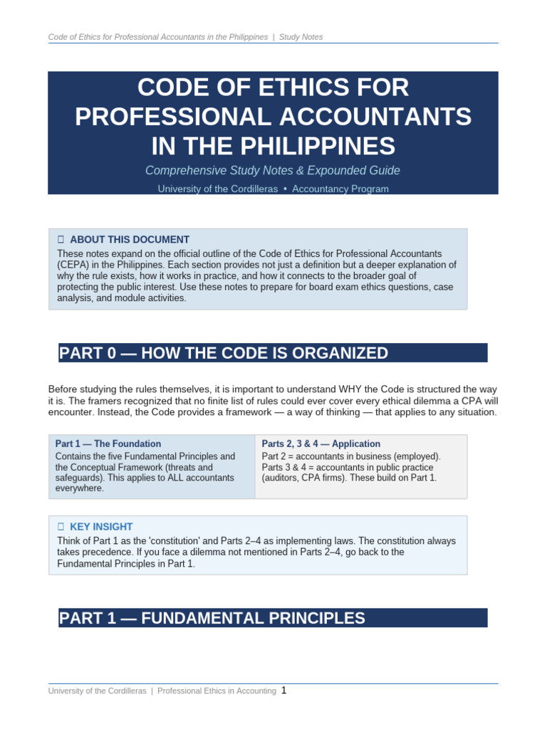 Code of Ethics Study Notes - Copy | PDF | Certified Public Accountant ...