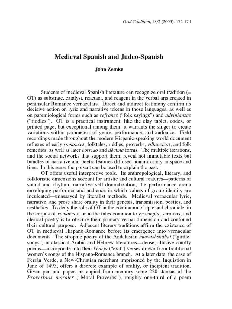 Medieval Spanish and Judeo-Spanish - John Zemke | PDF