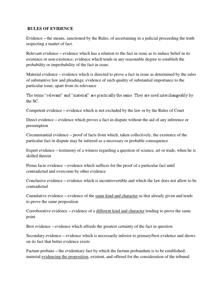 Rules of Evidence (Rules 128 to 131) | Evidence (Law) | Evidence