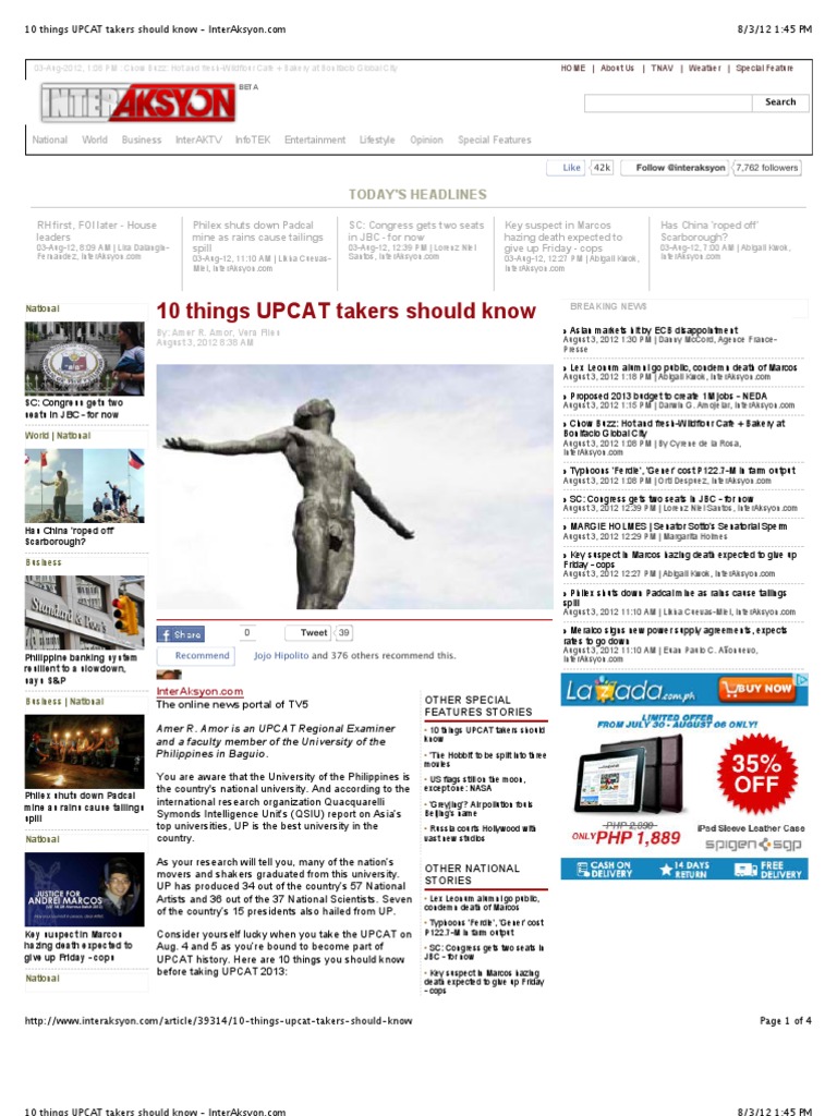 10 Things UPCAT Takers Should Know | PDF | Tests | Test (Assessment)