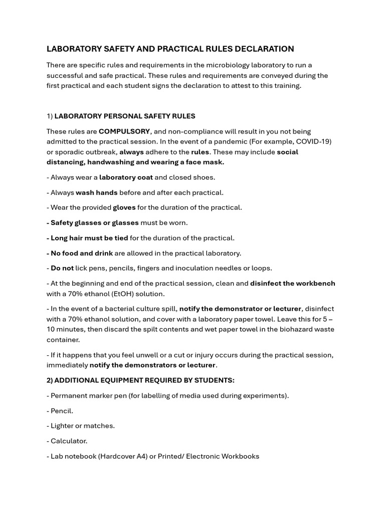 Laboratory Safety and Practical Rules_declaration_esign | PDF