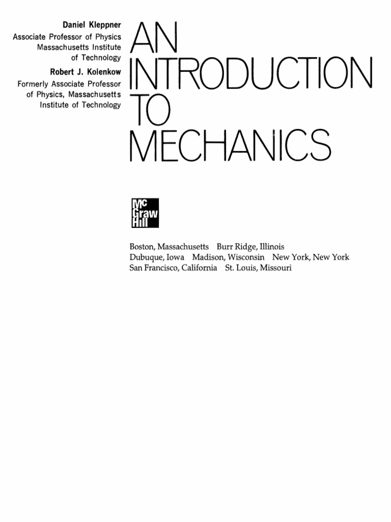 An Introduction To Mechanics, 1973 Daniel Kleppner, Robert Kolenkow | PDF