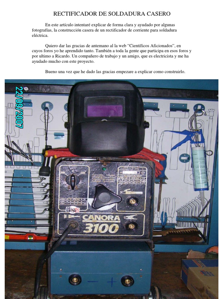 Rectificador de Soldadura Casero | PDF | Condensador | Resistencia ...