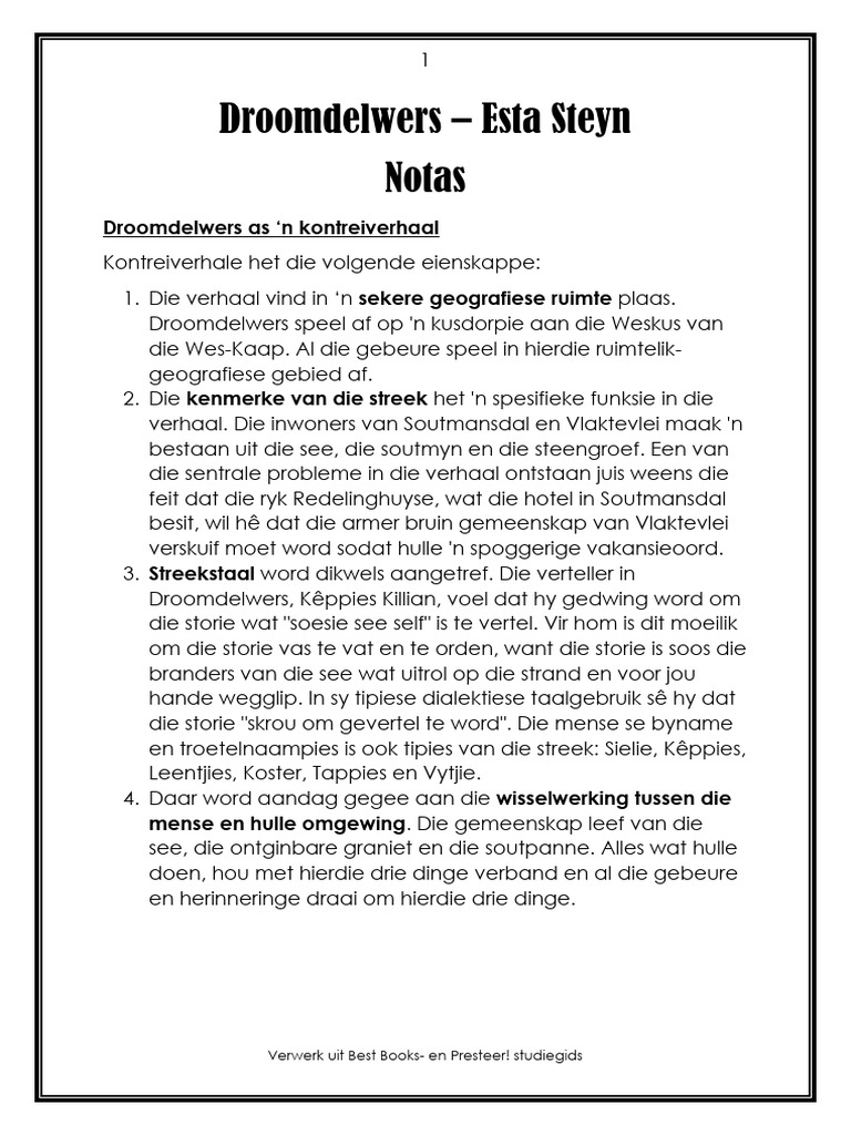 Droomdelwers - Notas | PDF