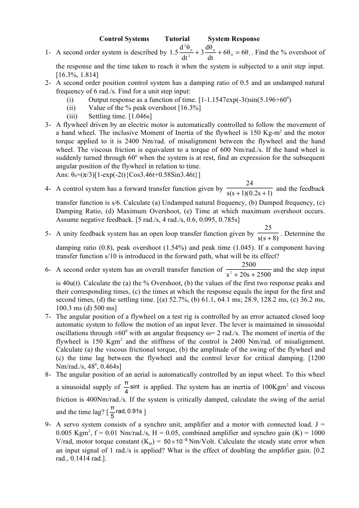 ELEC 3002 HW Control Tutorial | PDF | Torque | Mechanics