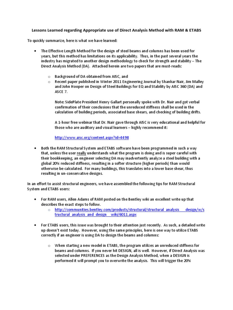 Direct Analysis Method Tips | PDF | Buckling | Structural Load