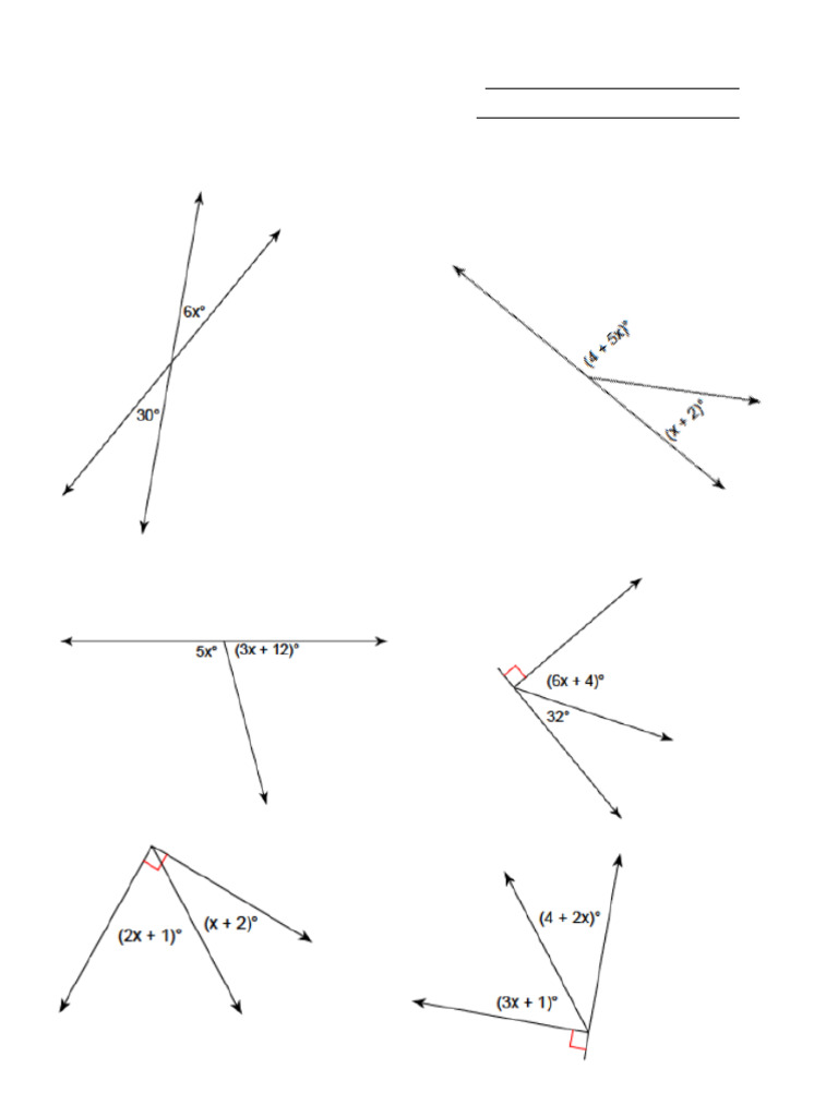 Angles and Algebra Practice | PDF