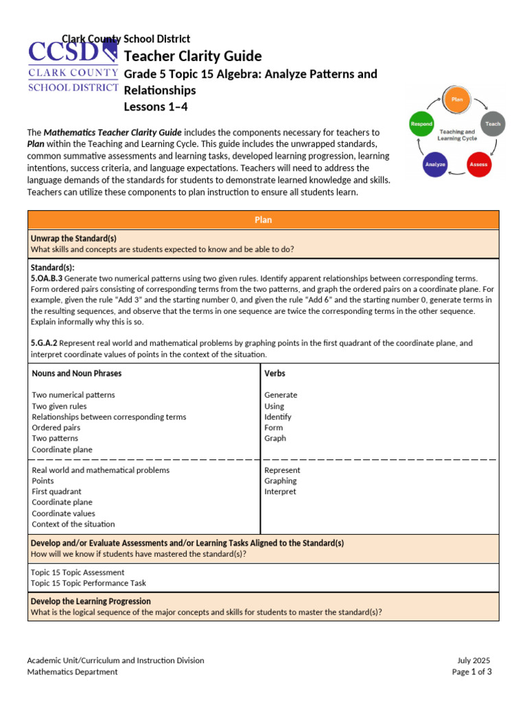 Grade 5_Mathematics_TeacherClarityGuides_Topic 15_Lessons 1 through 4 ...