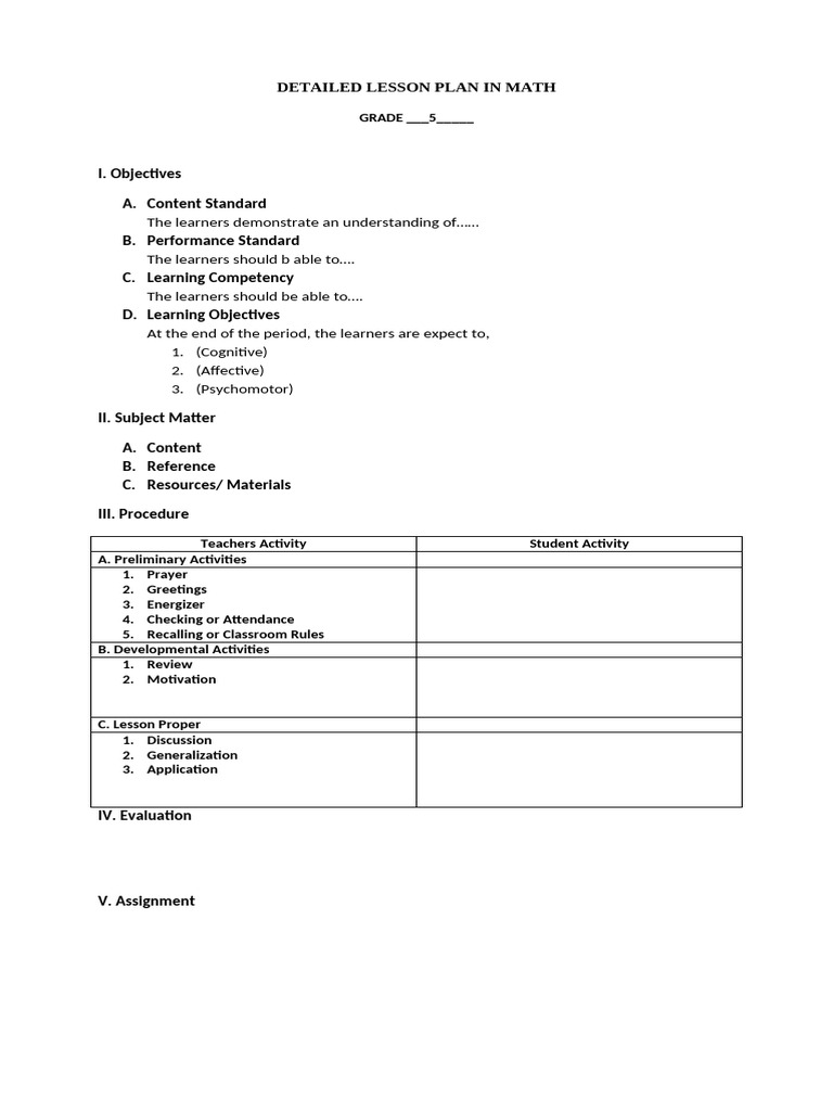 Detailed Lesson Plan in Math | PDF