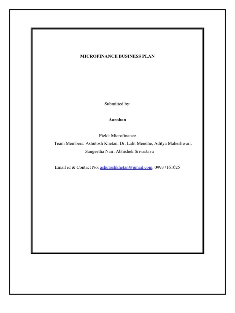 Microfinance Business Plan: Submitted by | PDF | Microfinance | Non ...