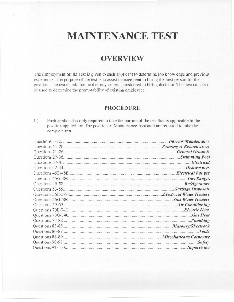 Maintenance Test Book 23 Pages | PDF | Books
