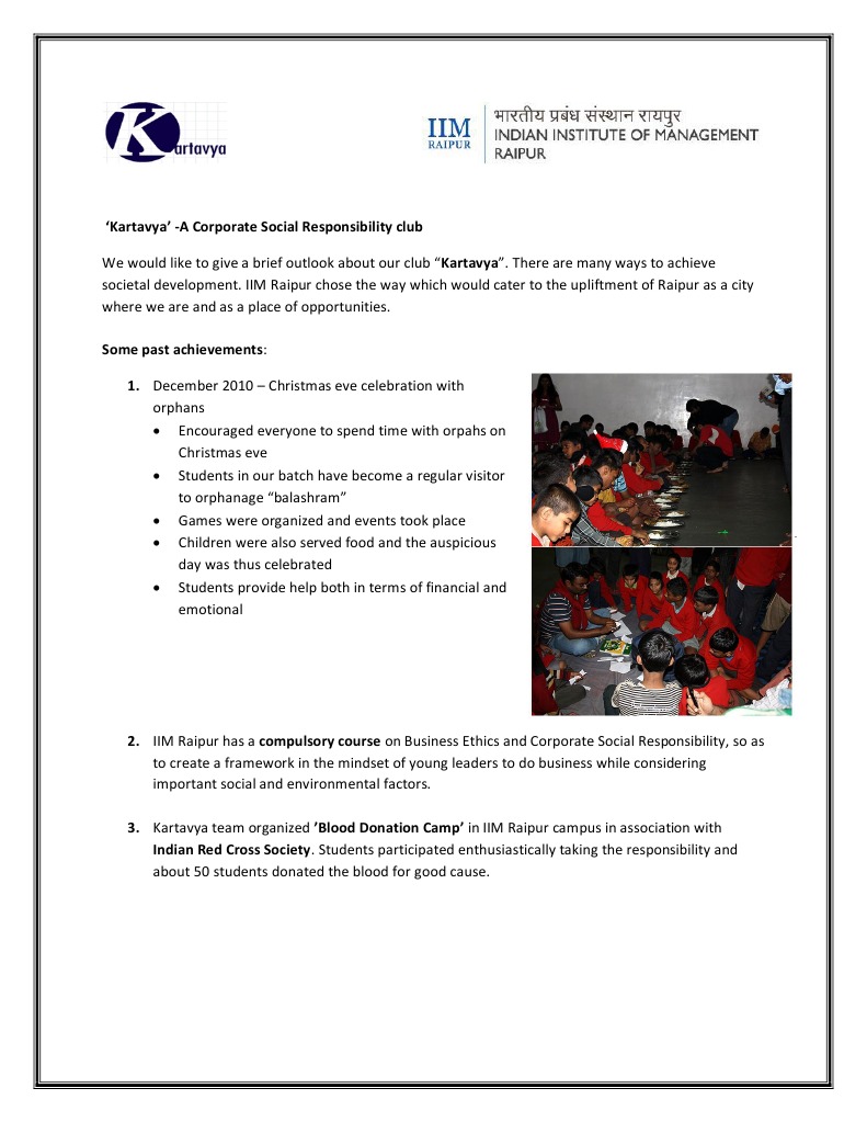 Kartavya: IIM Raipur's CSR Initiatives | PDF | Social Science | Travel