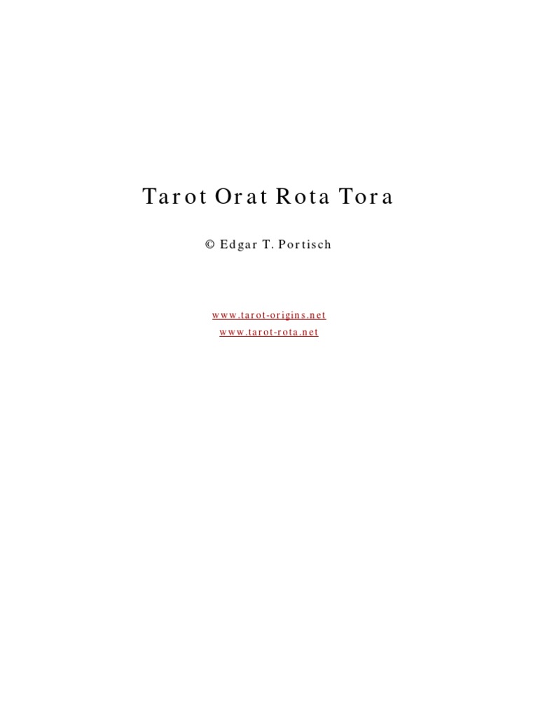 Tarot Orat Rota Tora - Edgar T. Portisch | PDF | Yoga | Alchemy