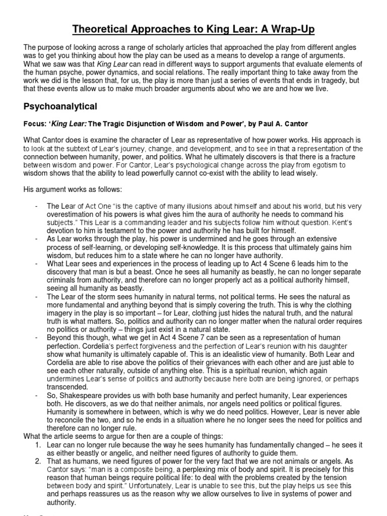 Theoretical Approaches To King Lear | PDF | Capitalism | Patriarchy