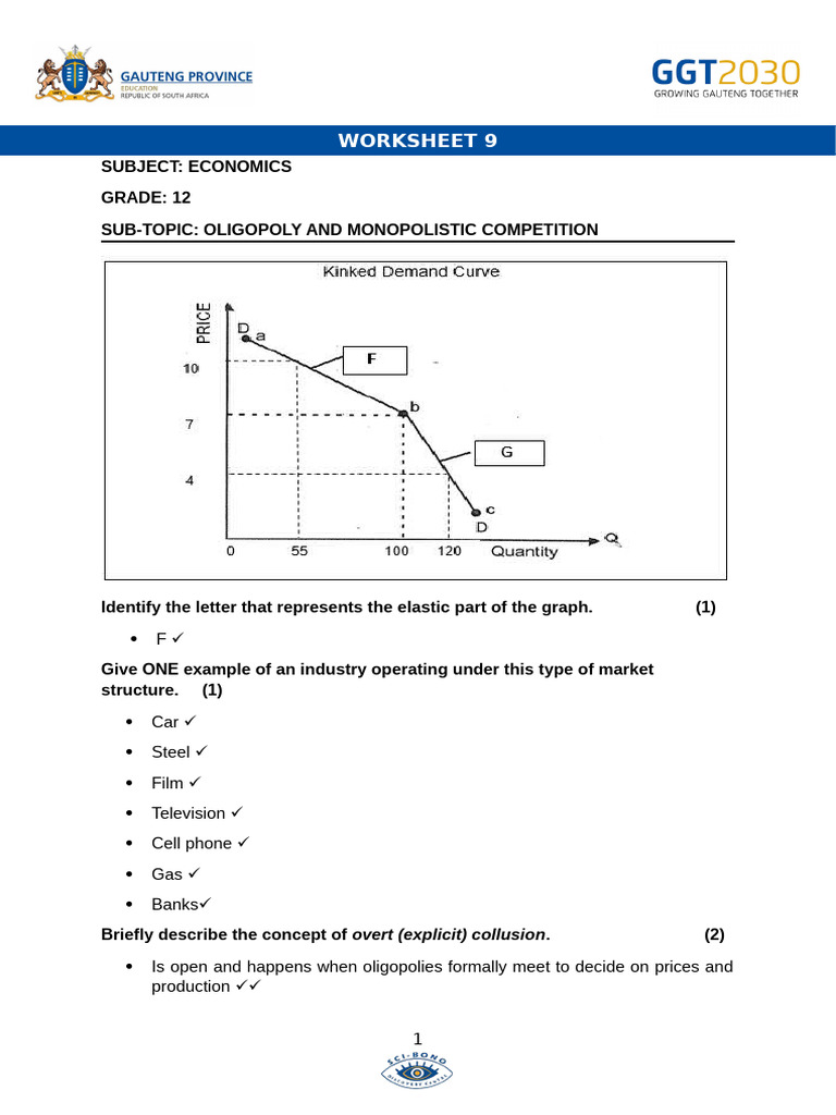 Worksheet 9 Oligopoly and Monopolistic | PDF | Oligopoly | Profit ...
