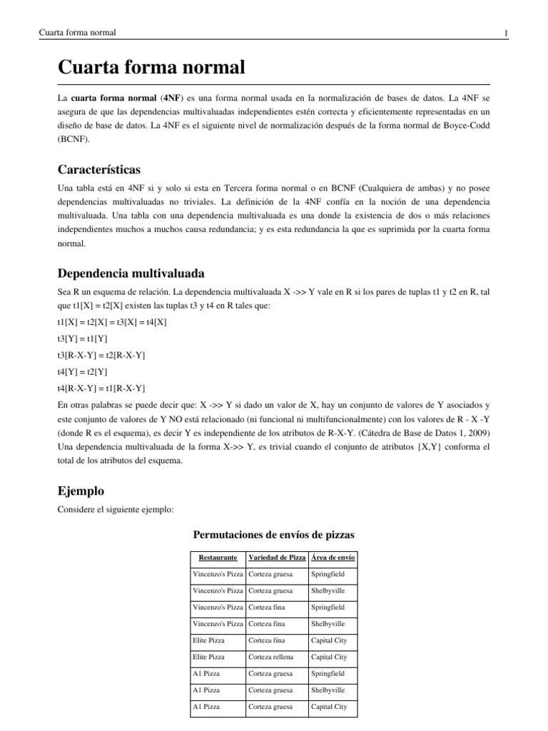 Cuarta Forma Normal | PDF | Bases de datos | Software