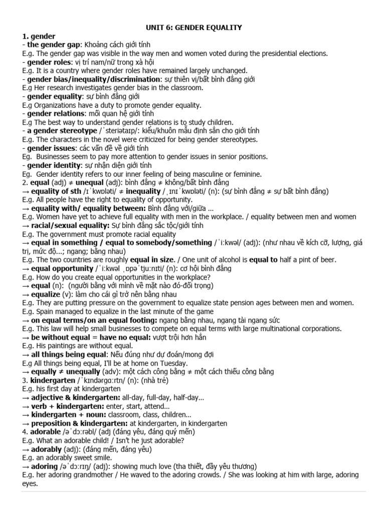 g10 - Handout Voc-gram - Exercise Unit 6-7 | PDF | Gender Role