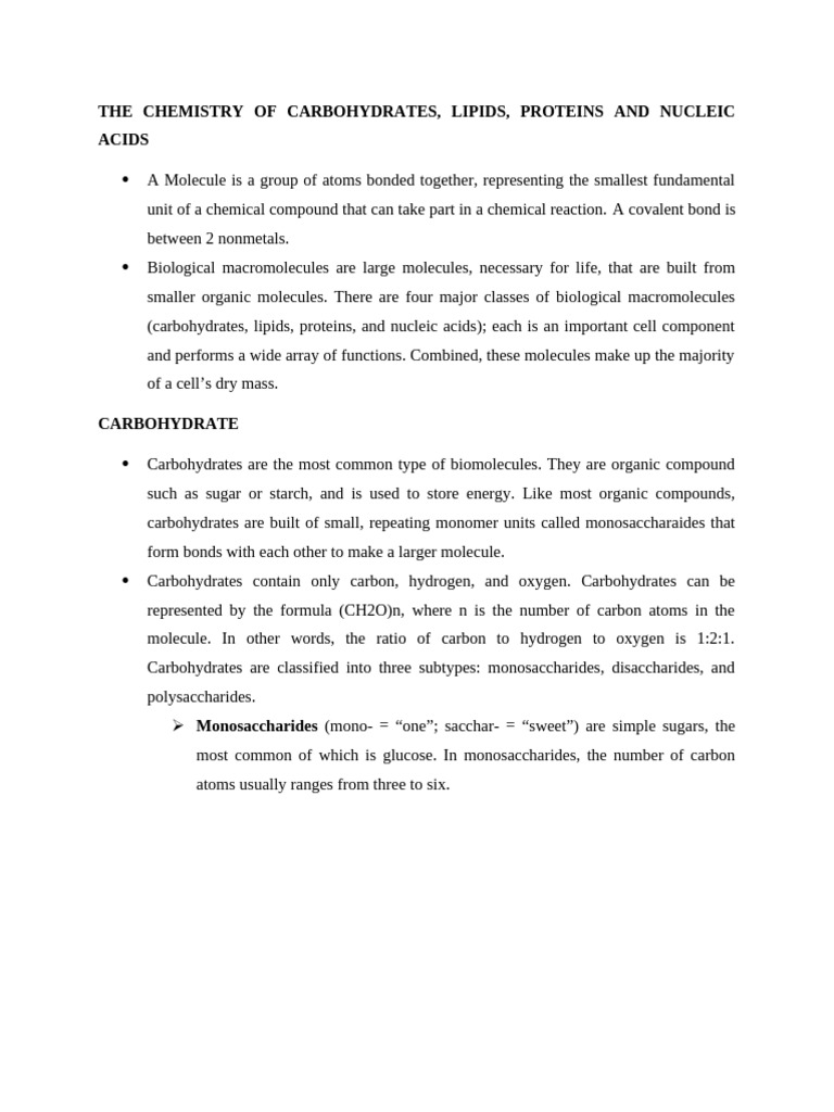 The Chemistry of Carbohydrates | PDF | Nucleotides | Proteins