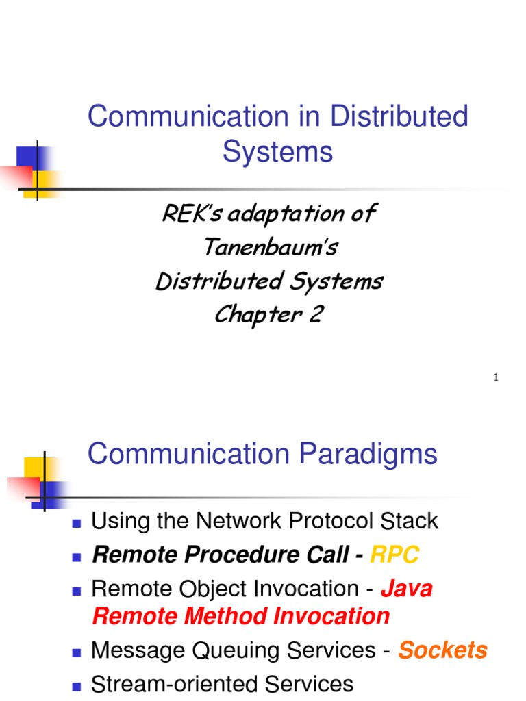Communication in Distributed Systems: REK's Adaptation of Tanenbaum's Distributed Systems | PDF ...