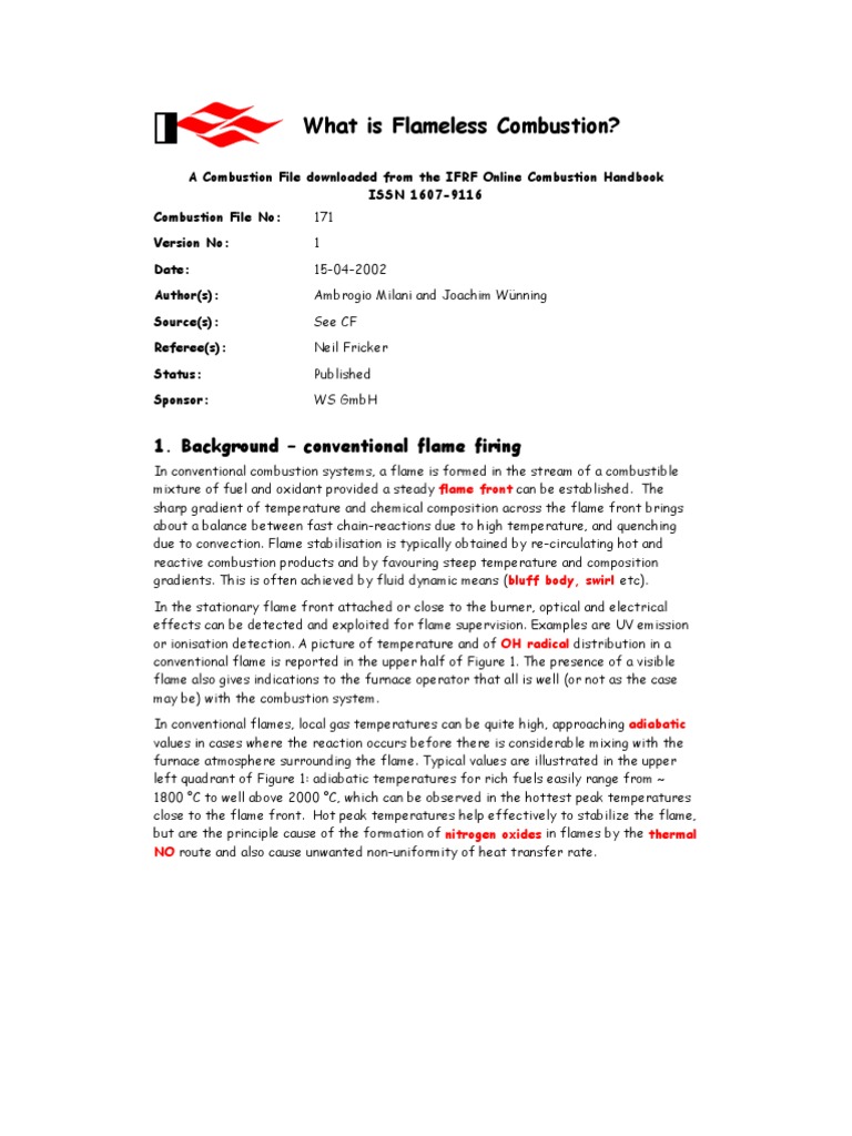Flameless Combustion | PDF | Combustion | Gases