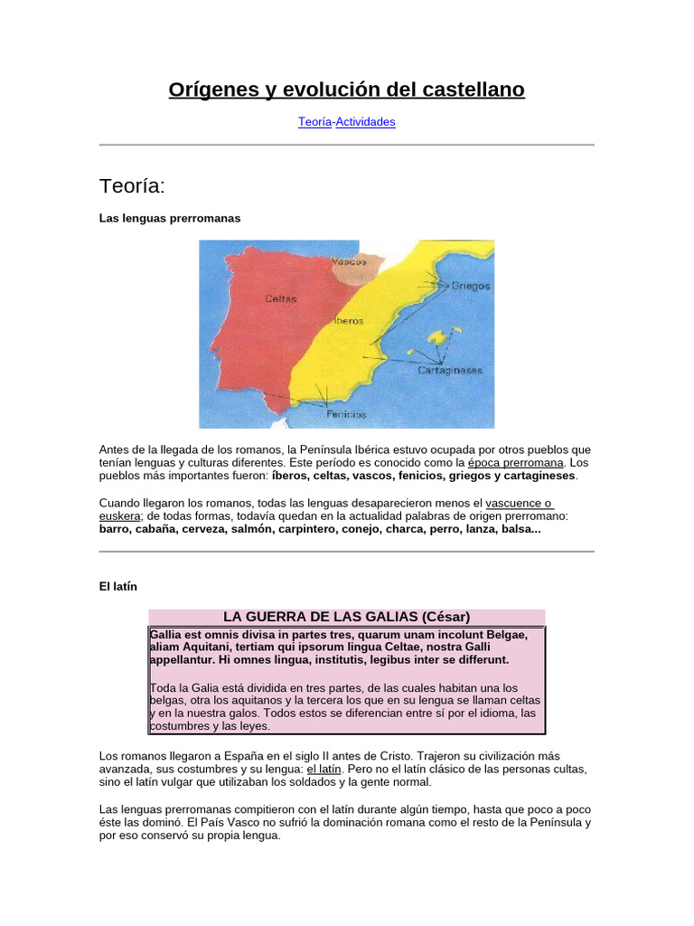 Orígenes y Evolución Del Castellano | PDF | latín | Lengua española
