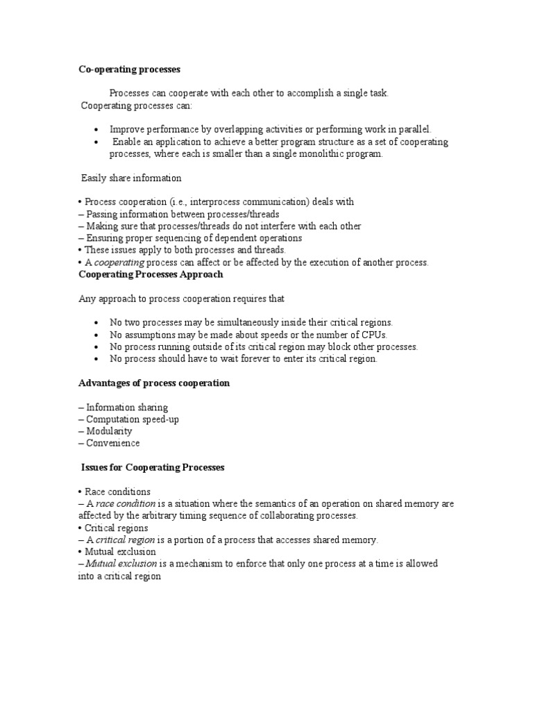 Cooperating Processes: Enabling Information Sharing and Parallel Processing Through Interprocess ...