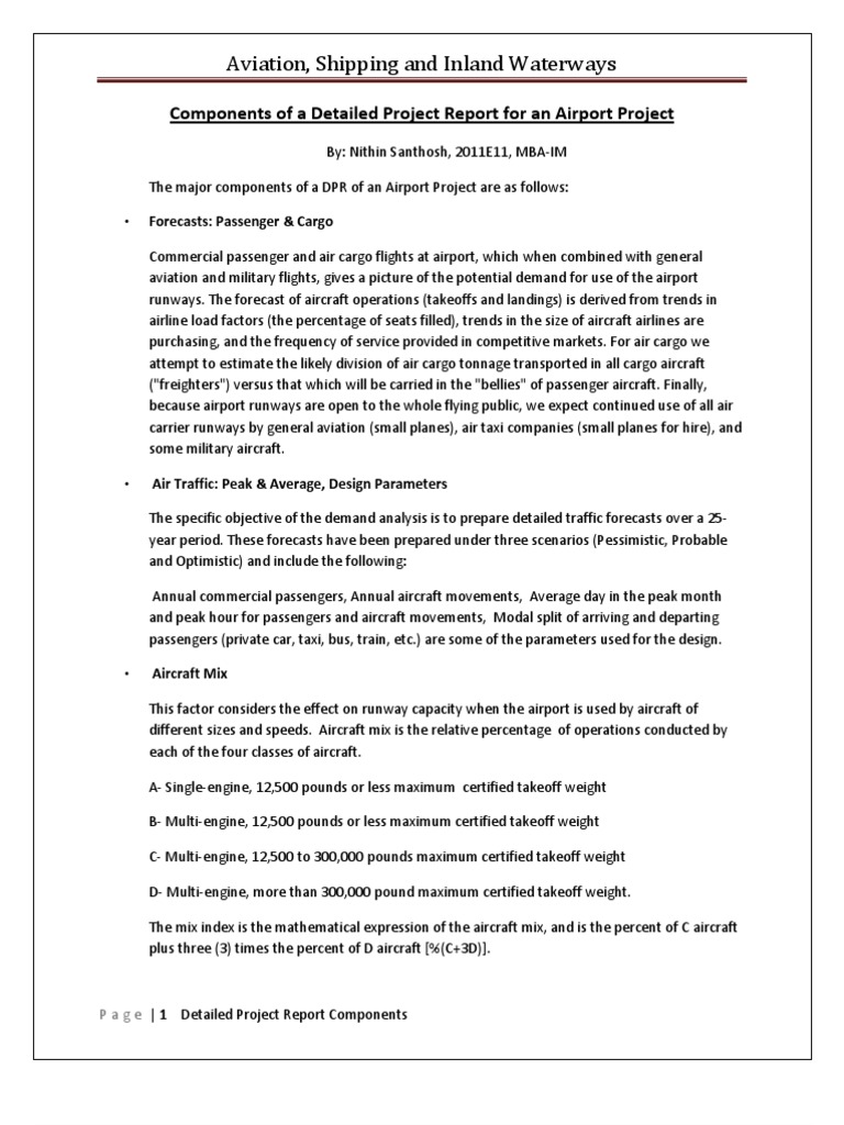 Detailed Project Report For Airport Project 1 | PDF | Airport | Airlines