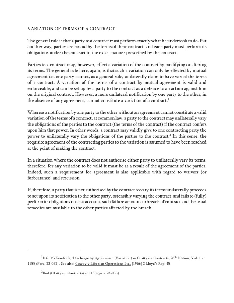 Variation of Terms of A Contract | PDF | Comparative Law | Government ...