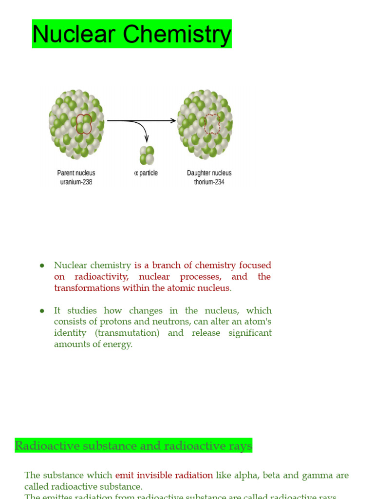 Nuclear Chemistry.pptx | PDF | Radioactive Decay | Radiocarbon Dating