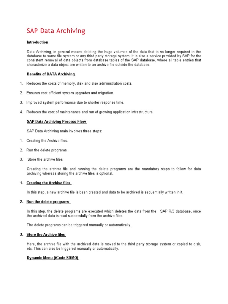 SAP Data Archiving | PDF | Filename | Databases