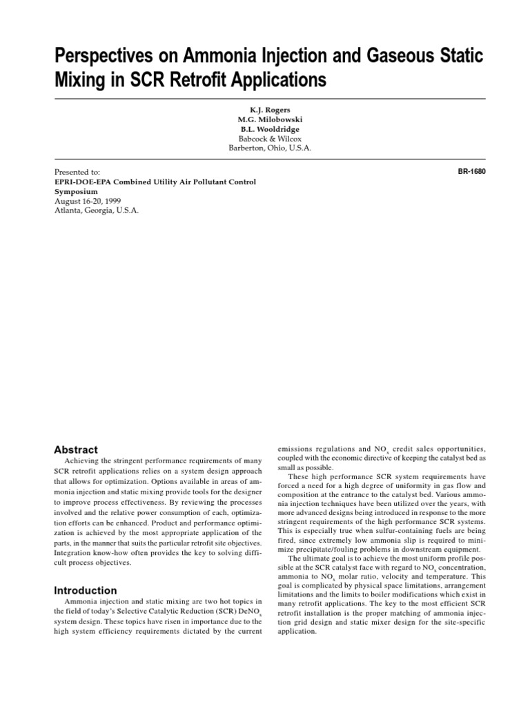 Ammonia Mixing in Denox Application | PDF | Ammonia | Gases