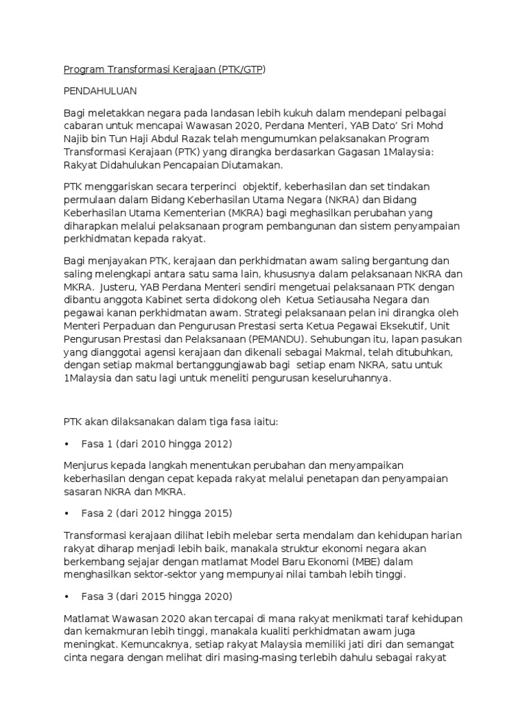 Program Transformasi Kerajaan | PDF