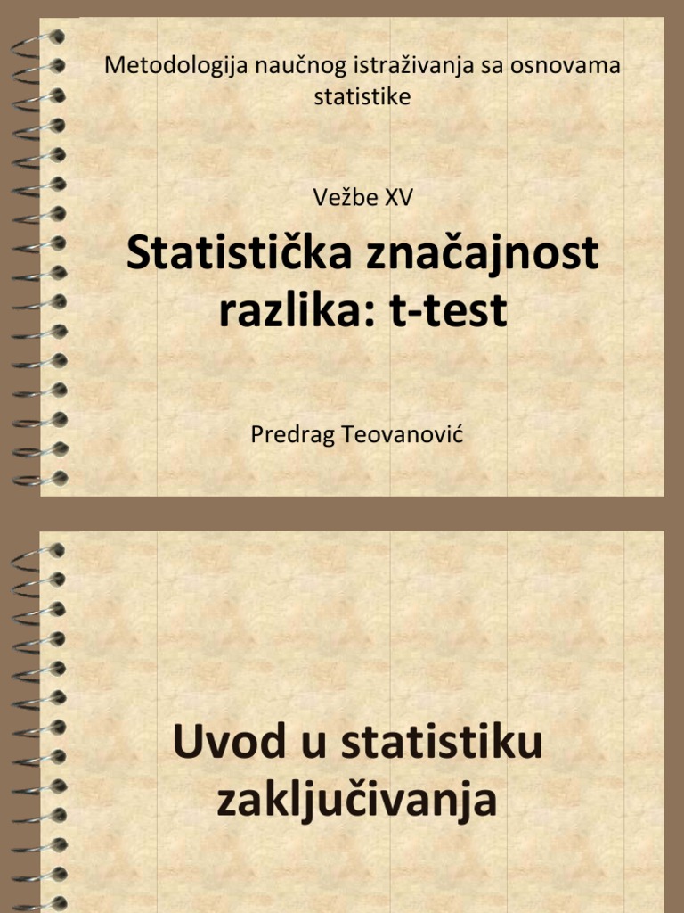 Statisticka Znacajnost I Razlika:t-Test | PDF