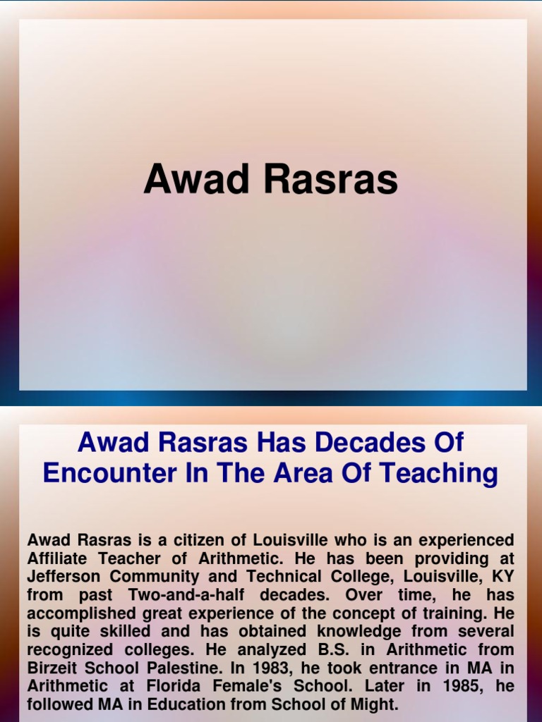 Awad Rasras Is A Member of Statistical Organization of America | PDF ...