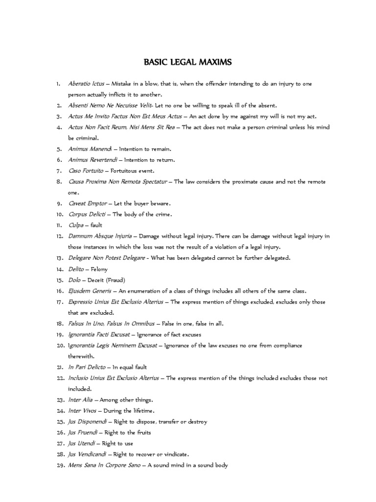 Basic Legal Maxims | PDF | Legal Ethics | Civil Law (Legal System)