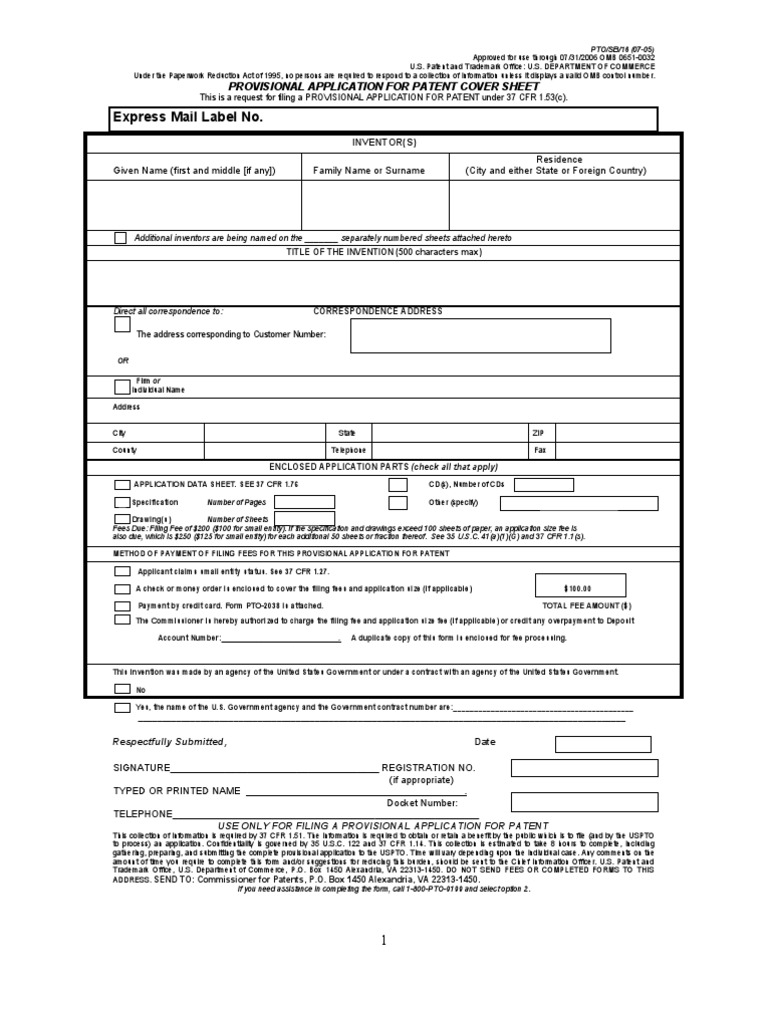 New Provisional Patent Template | Download Free PDF | United States ...