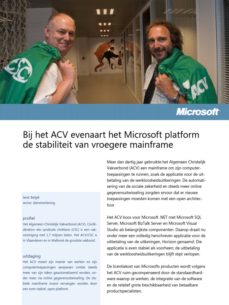 Algemeen Christelijk Vakverbond (ACV) - For Microsoft (NL) | PDF