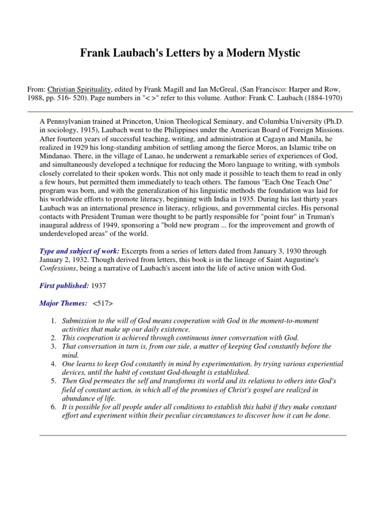LFJ08 Frank Laubach | PDF | Mind | Christian Mysticism