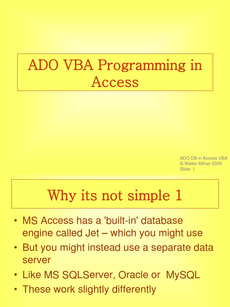 ADO VBA Programming in Access | PDF | Computers