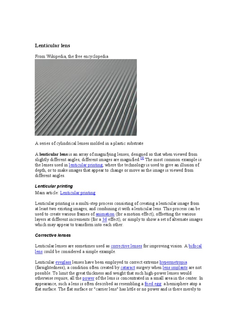 Lenticular Lens | PDF | Lens (Optics) | Atomic