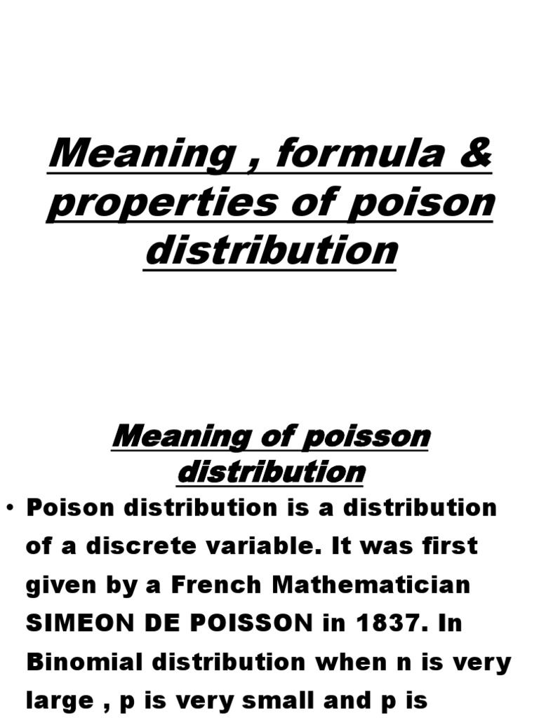 Poisson Distribution: Meaning & Properties | PDF