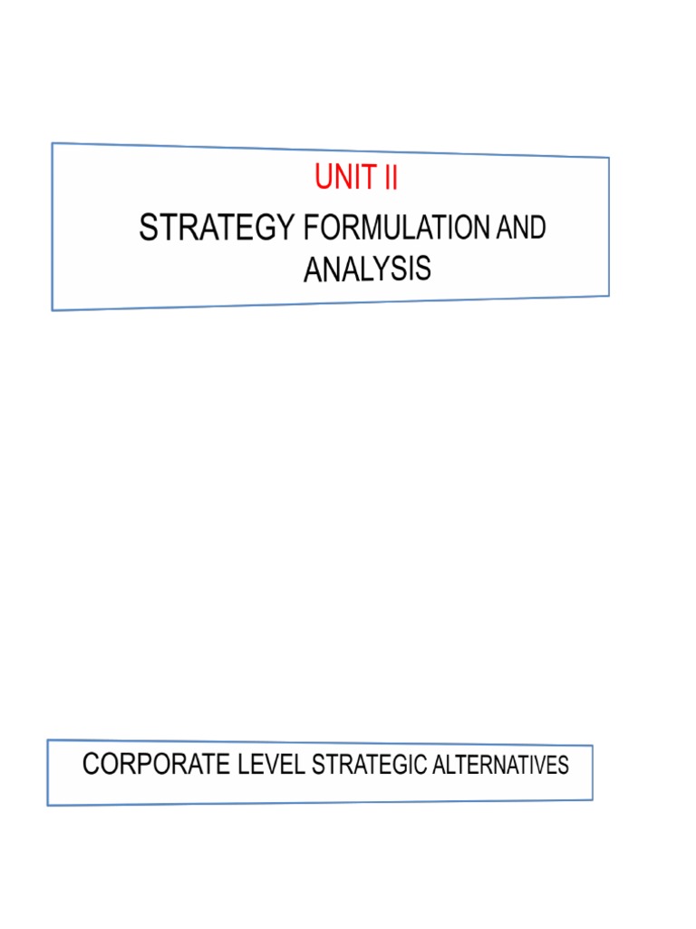 Session 3 Strategy Formulation - Corporate Level Strategy Alternatives ...