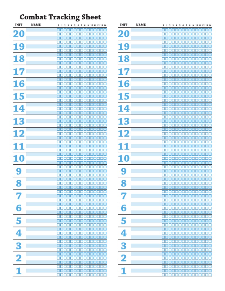 Combat Initiative Tracker Sheet | PDF