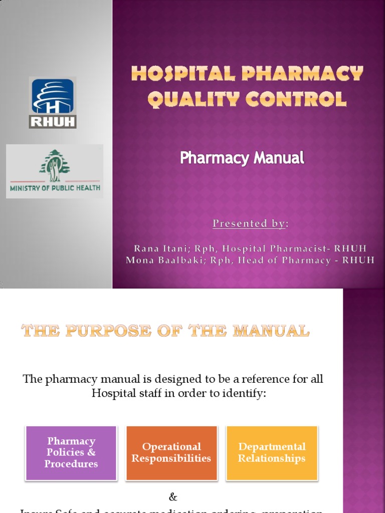 Hospital Pharmacy Manual (Final) | PDF | Pharmacy | Pharmaceutical Drug
