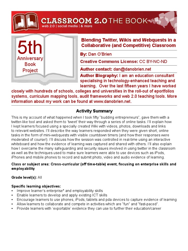 Dan OBrien - Competitive Classroom | PDF | Twitter | Educational Technology