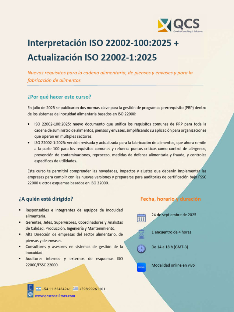Interpretacion ISO 22002 100 y Actualizacion ISO TS 22002 1 Septiembre ...